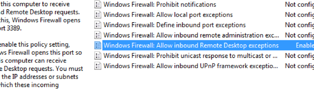 Why is there a DENY rule for Remote Desktop in Windows Firewall with ...